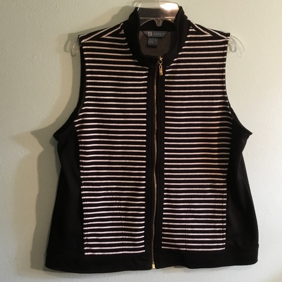 Koret | Jackets & Coats | Koret Black And White Striped Womens Vest ...